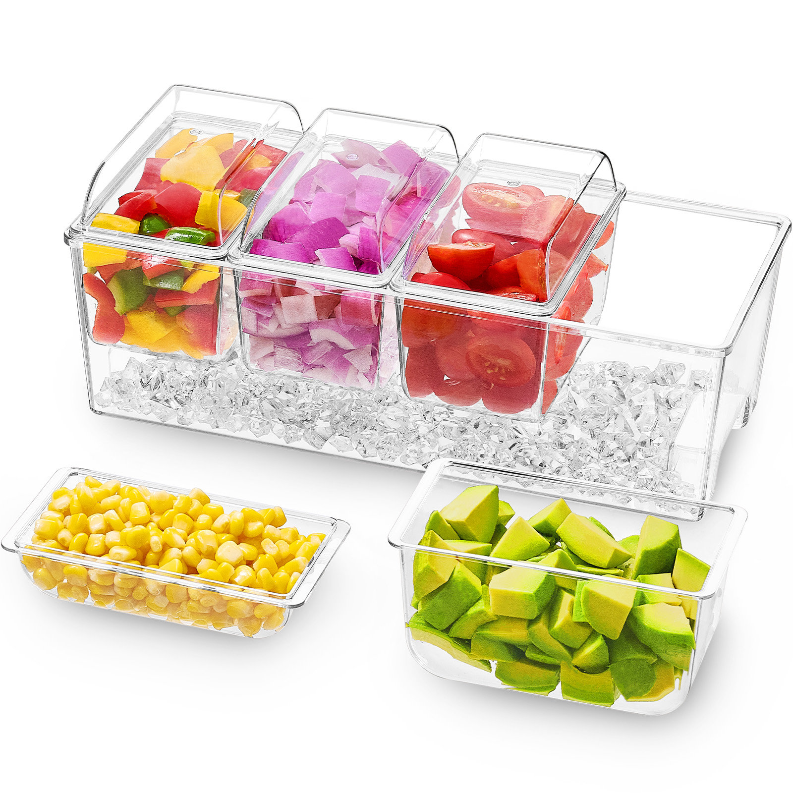 Ebern Designs Ice Chilled Condiment Caddy With 4 Containers(2.5 Cup ...