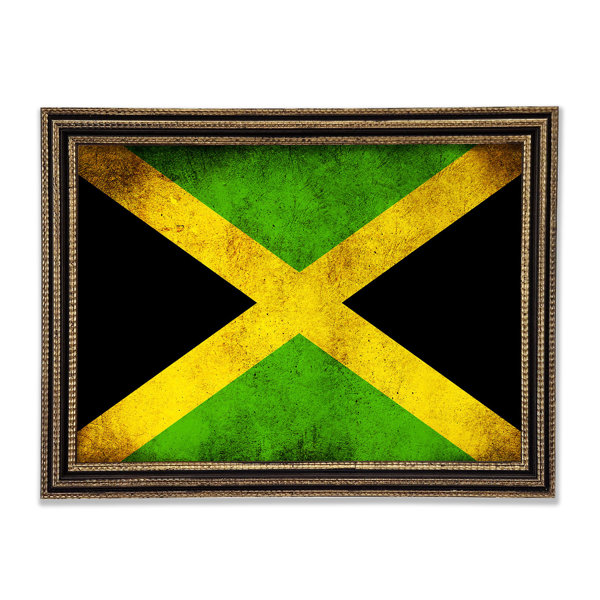 Ebern Designs Jamaican Grunge Flag - Single Picture Frame Art Prints ...