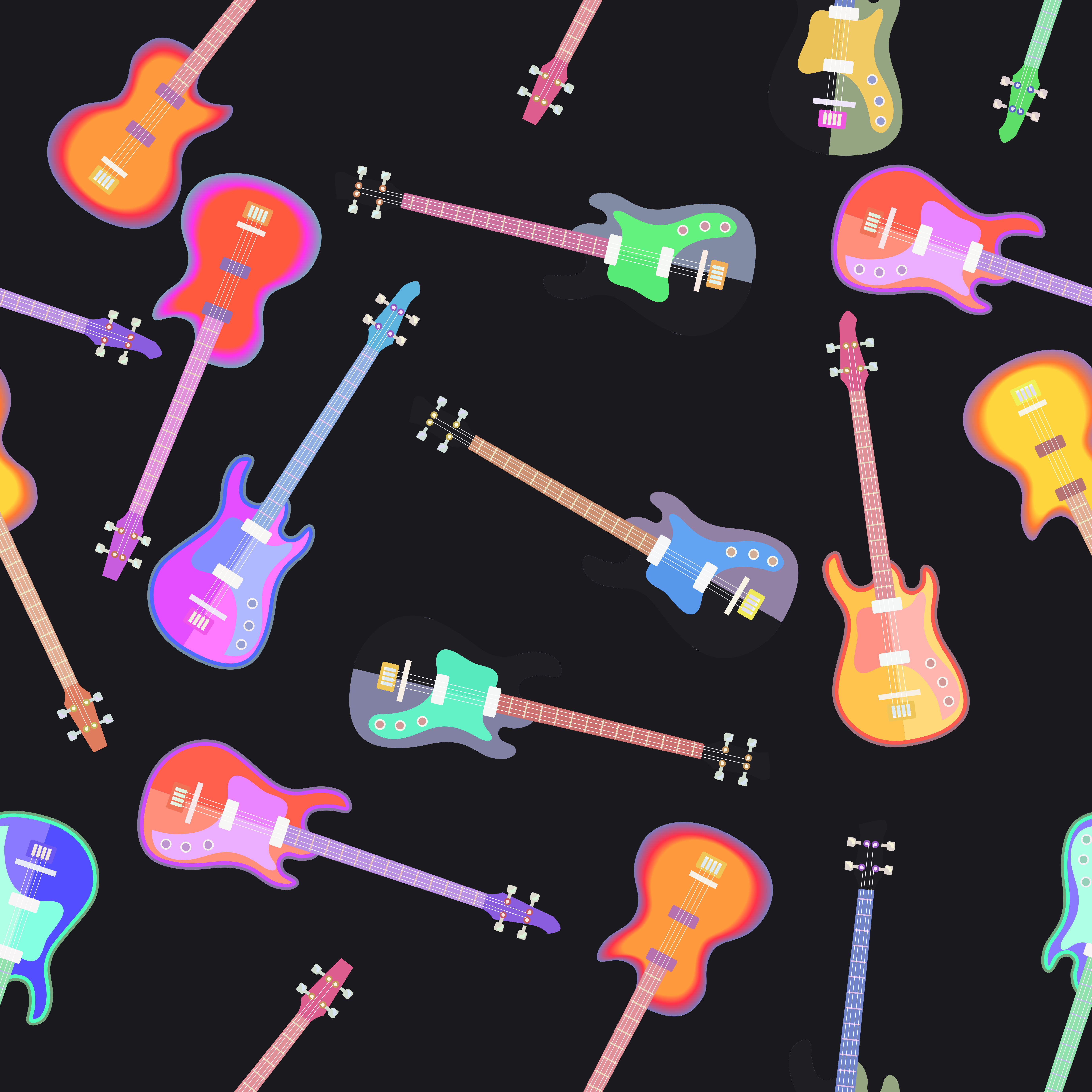 Ebern Designs Eliannie Electro Guitar Flat Design Seamles Pattern ...