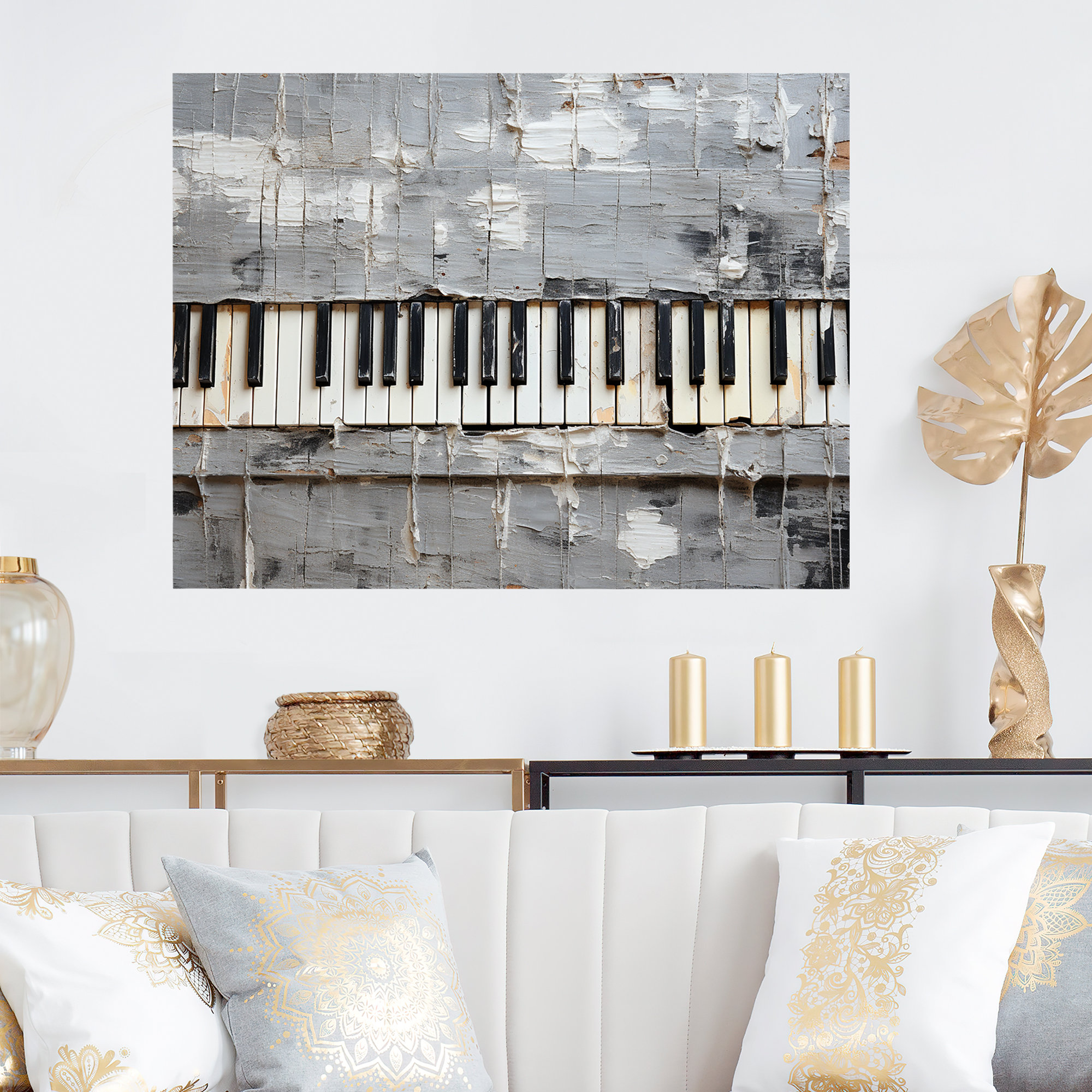 Lark Manor Minimalism Grey And White Piano Keys - Piano Metal Wall Art ...