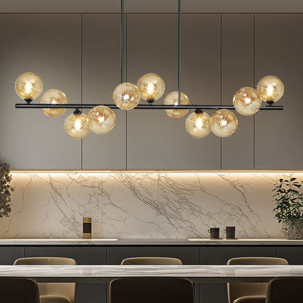 Mercer41 11 - Lights Sputnik Chandelier Bubble Glass Black Dimmable ...