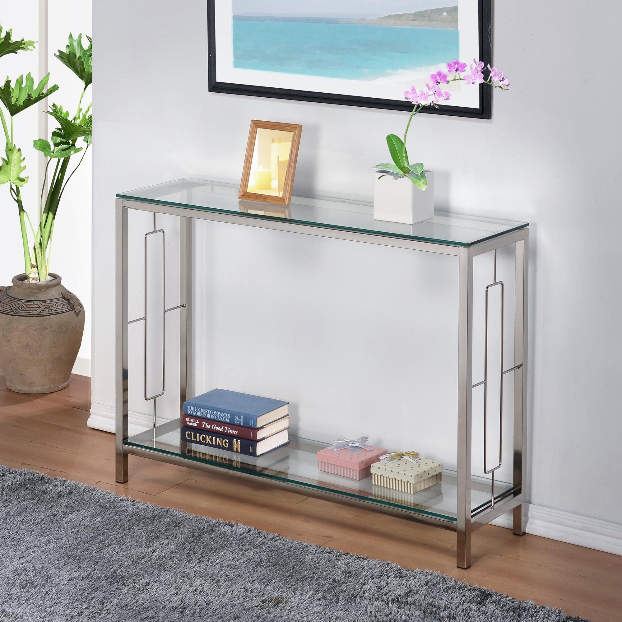 Mercer41 METAL/GLASS CONSOLE TABLE - CHROME - Wayfair Canada