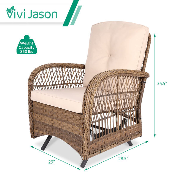 VIVIJASON Wilcox Vivijason 2-Piece Patio Wicker Rattan Glider Rocker ...