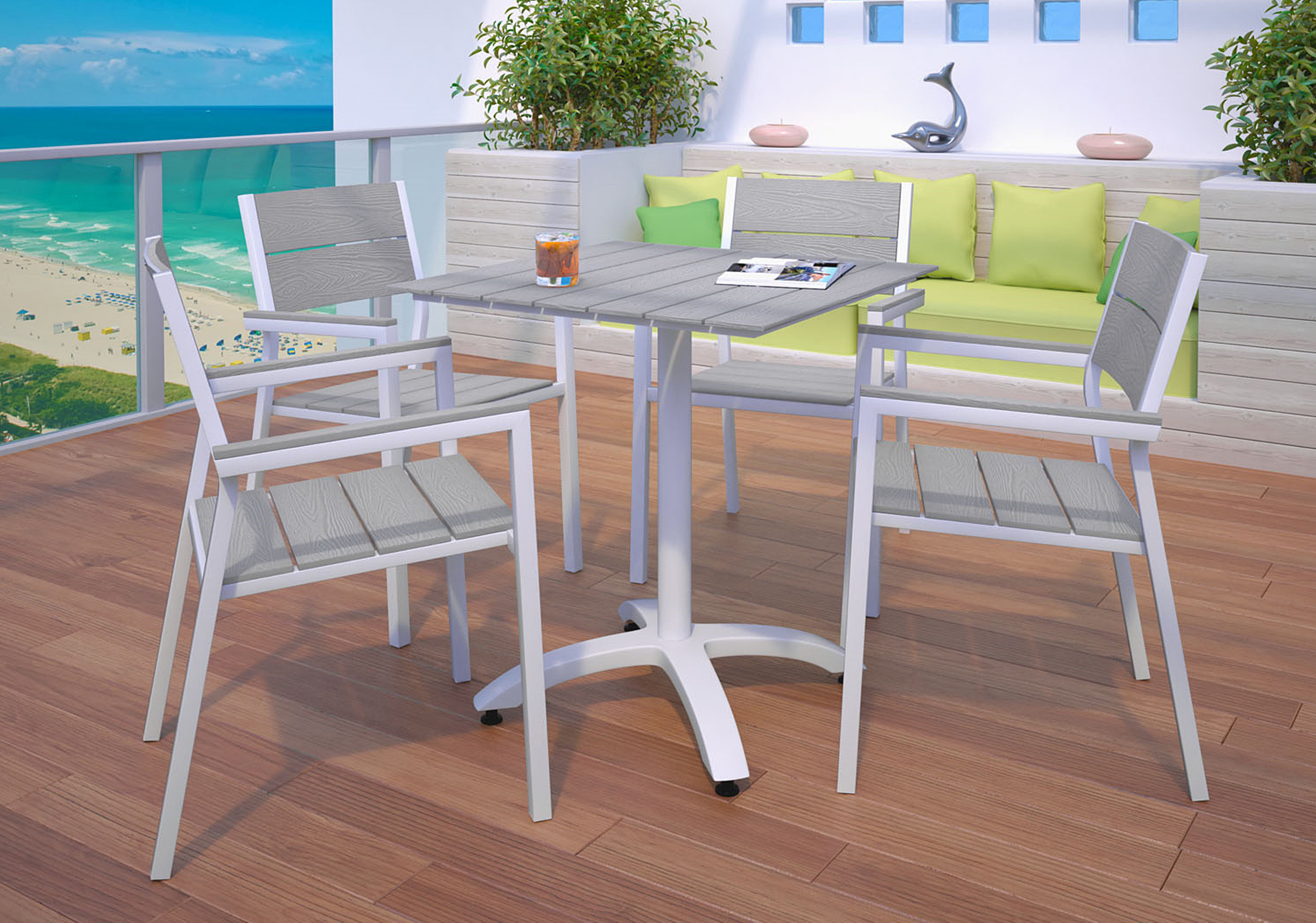 Gracie Oaks Evilo Modern Grey And Brown Outdoor Dining Chairs - Set Of ...