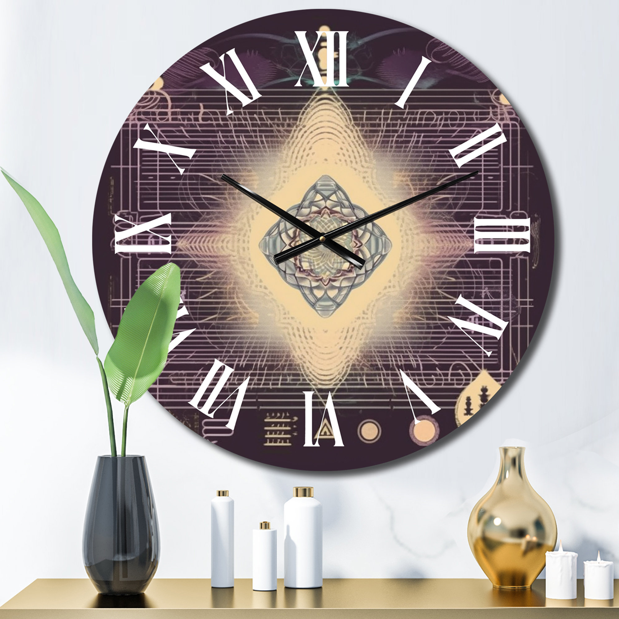 Design Art Spirit Invocation Vintage Mandala - Christianism Wall Clock ...