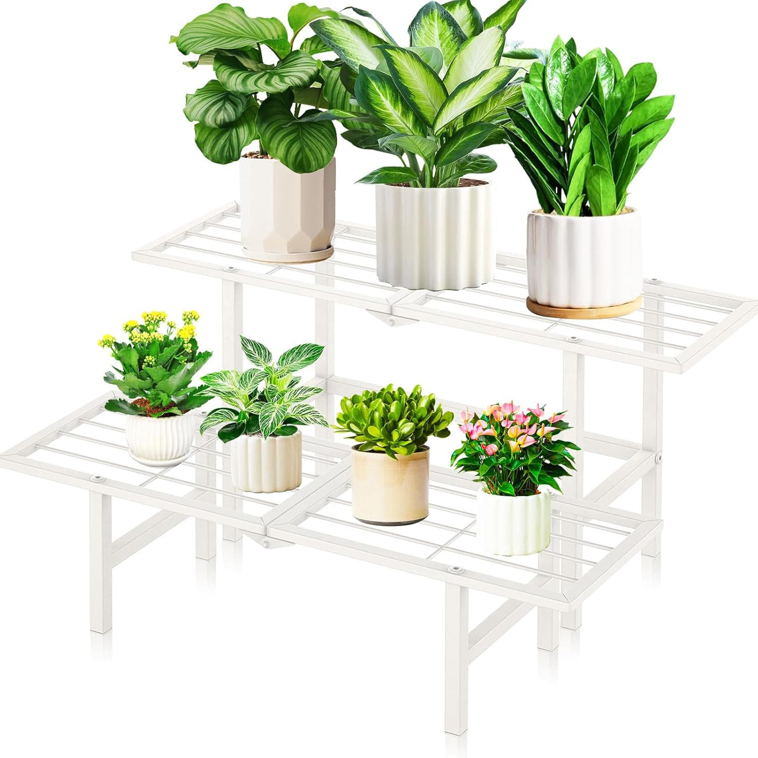 17 Stories 2-Tier Metal Plant Stand, Foldable And Stackable Indoor ...