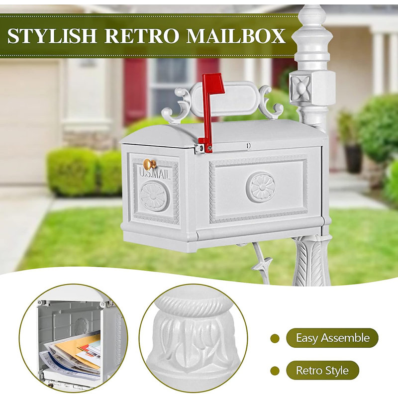Polar Aurora Cast Aluminum Mailbox With Post Barcelona Decorative ...
