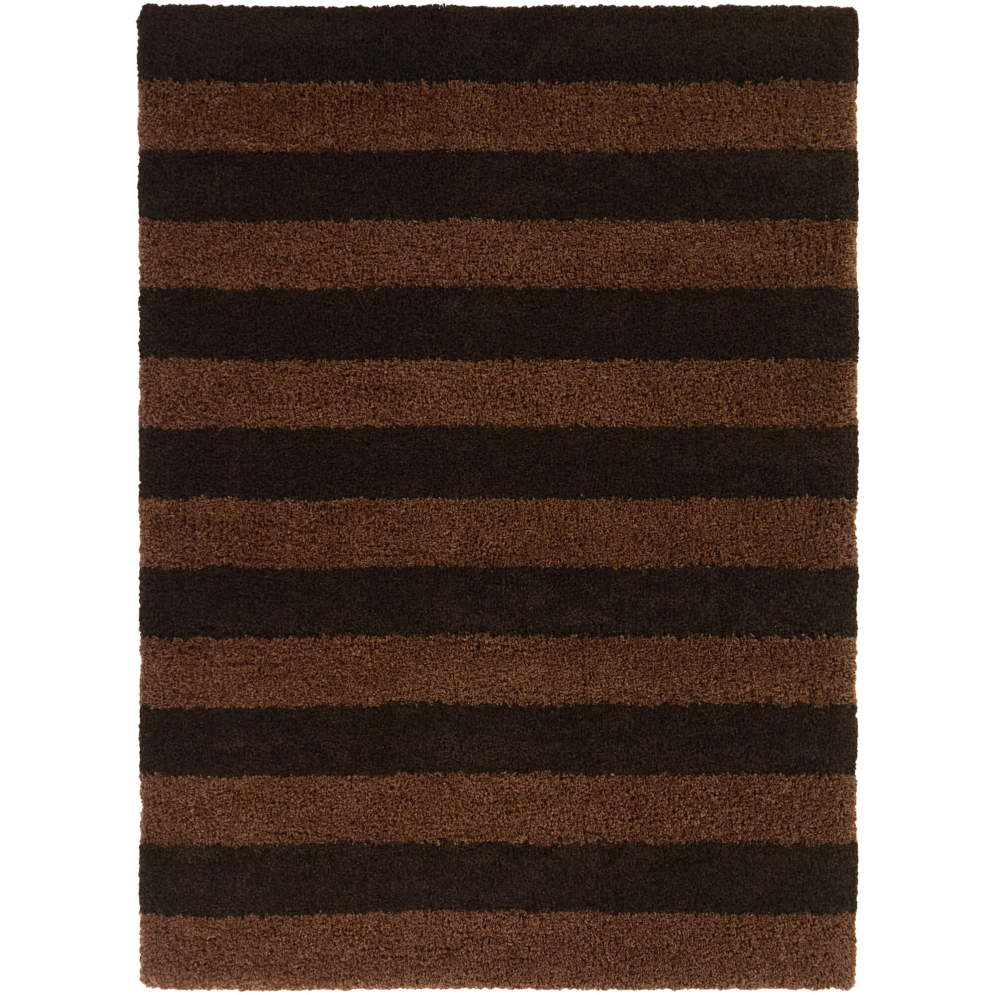 Ebern Designs Bruice Brown Striped Shag Area Rug | Wayfair