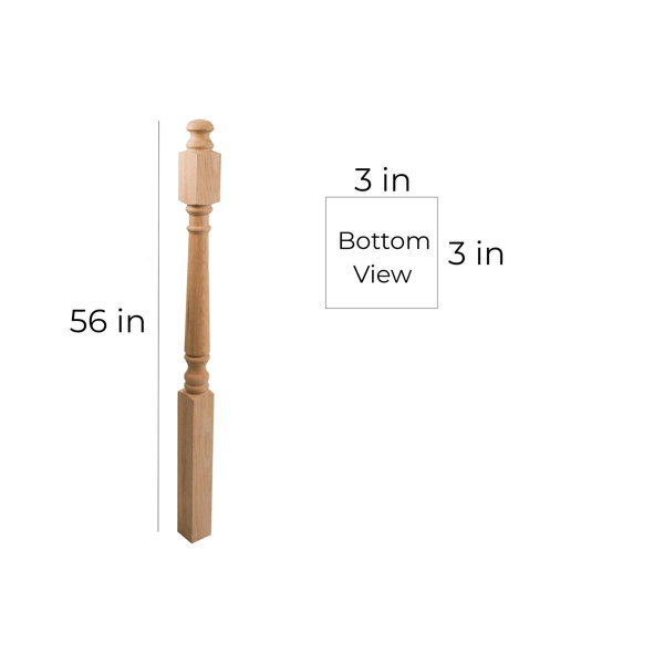 bingltd 48" Tall Unfinished Ball Top Red Oak Newel Post (SP4040-RO-UNF ...