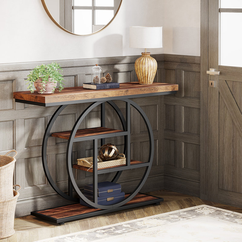 17 Stories 41.3" Industrial Entry Console Table with Storage for Living ...