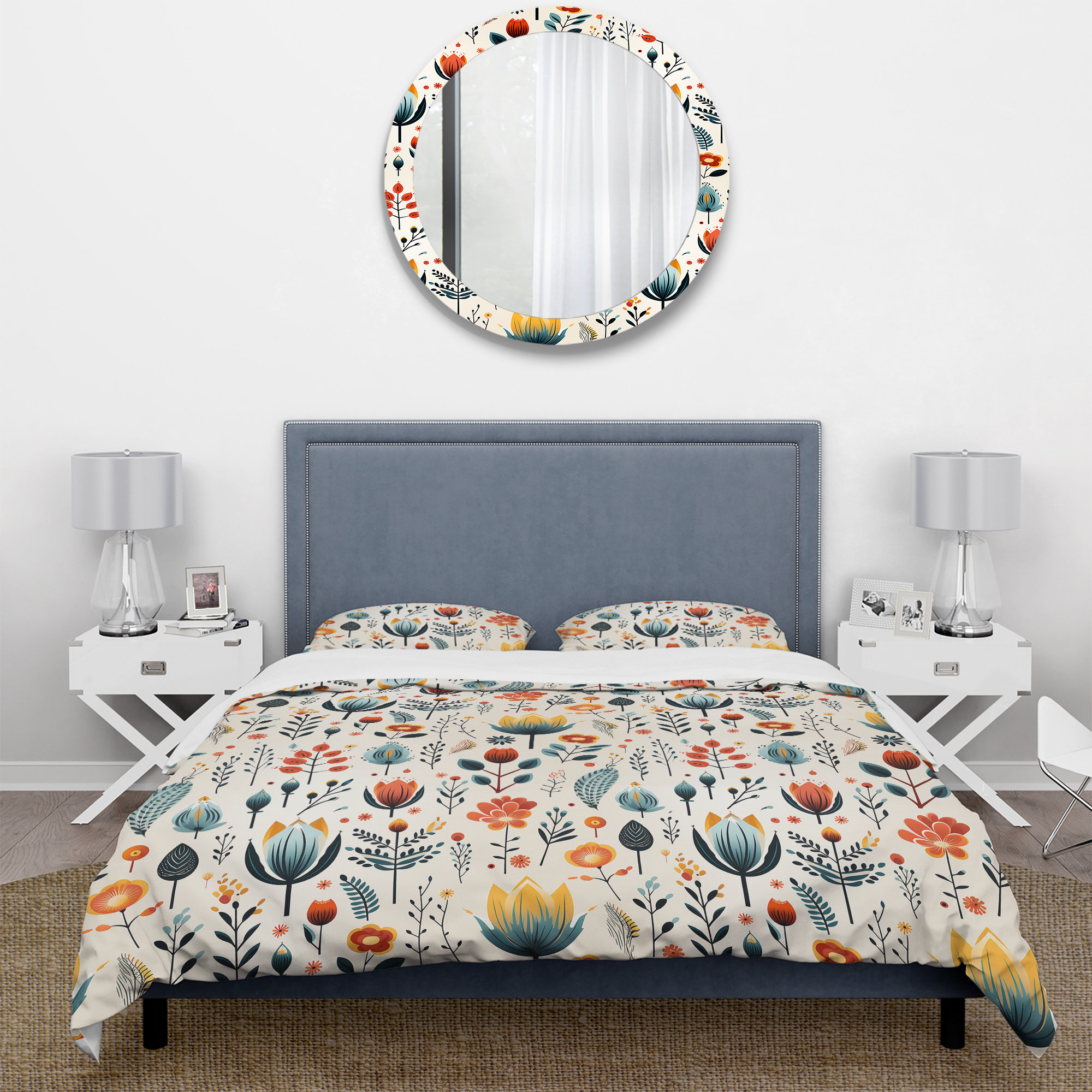 Design Art Scandinavian Yellow And White Collage II Duvet Cover Set ...