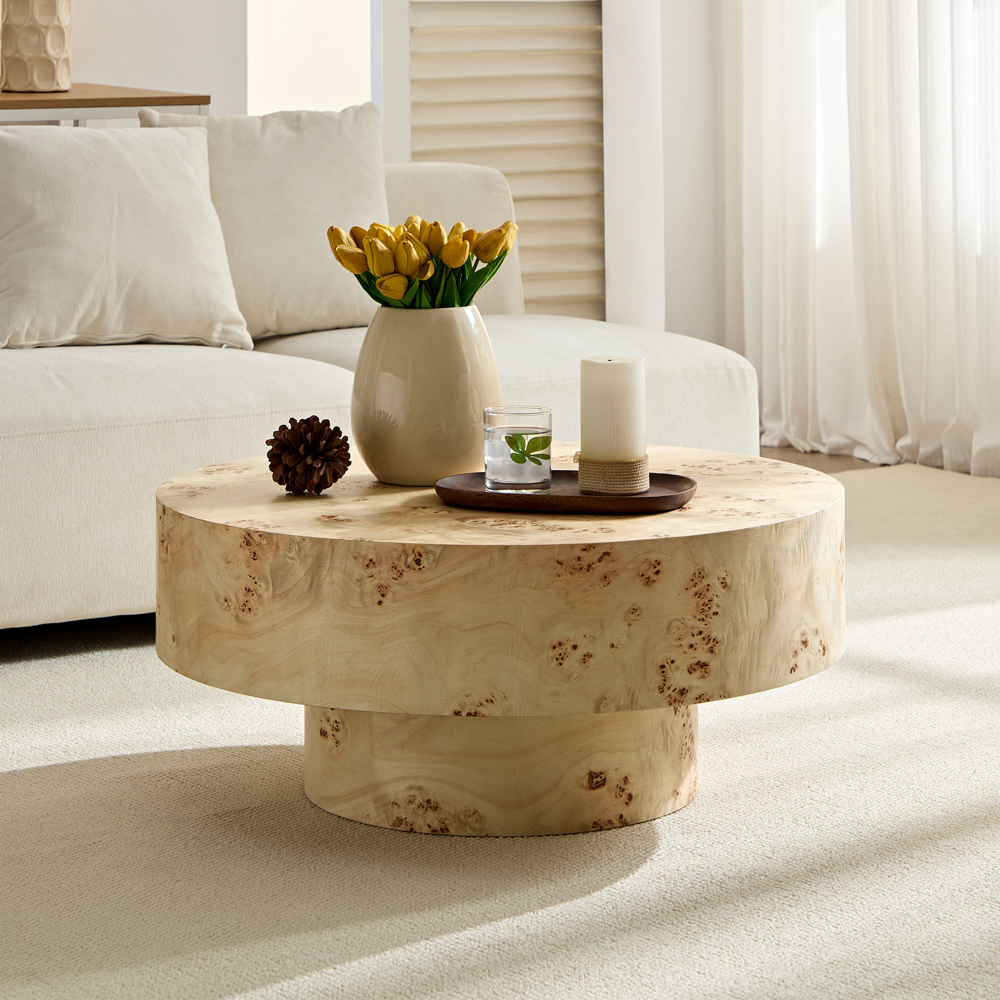 Millwood Pines 31.49" MDF Round Coffee Table & Reviews | Wayfair