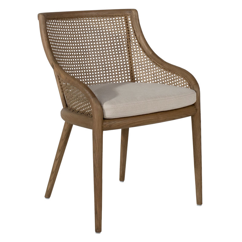 Dovetail Furniture Arcata Ash Upholstered Rattan Dining Chair | Perigold
