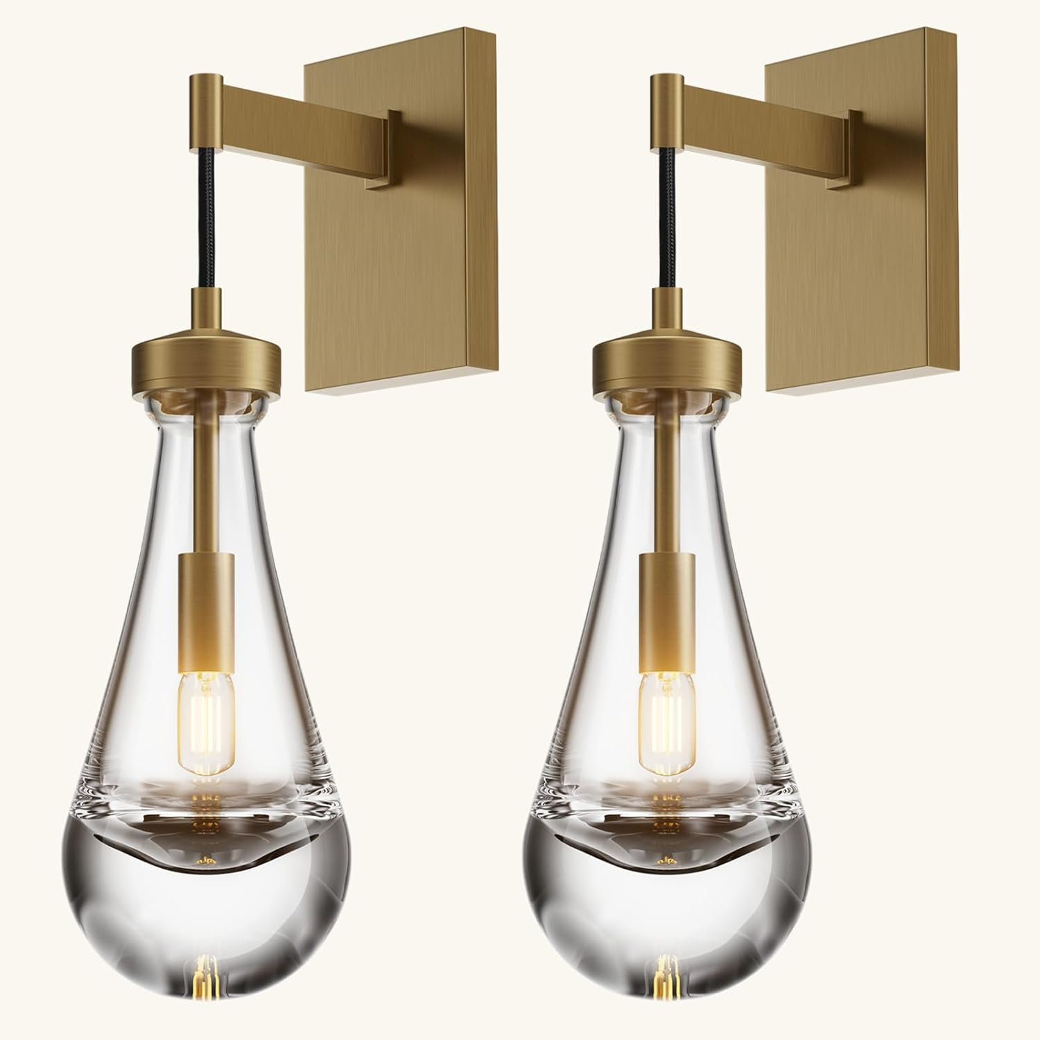 17 Stories Dayley Modern Raindrop Wall Sconces for Bathroom (Set of 2 ...
