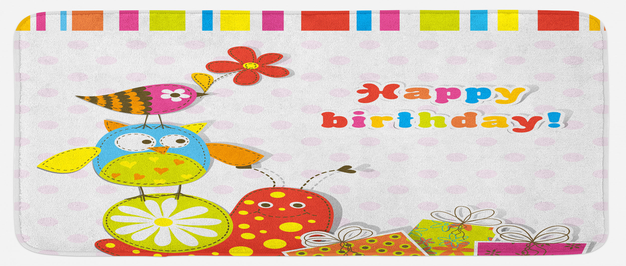 East Urban Home Patchwork Like Design With Owls Birds And Bugs Present ...