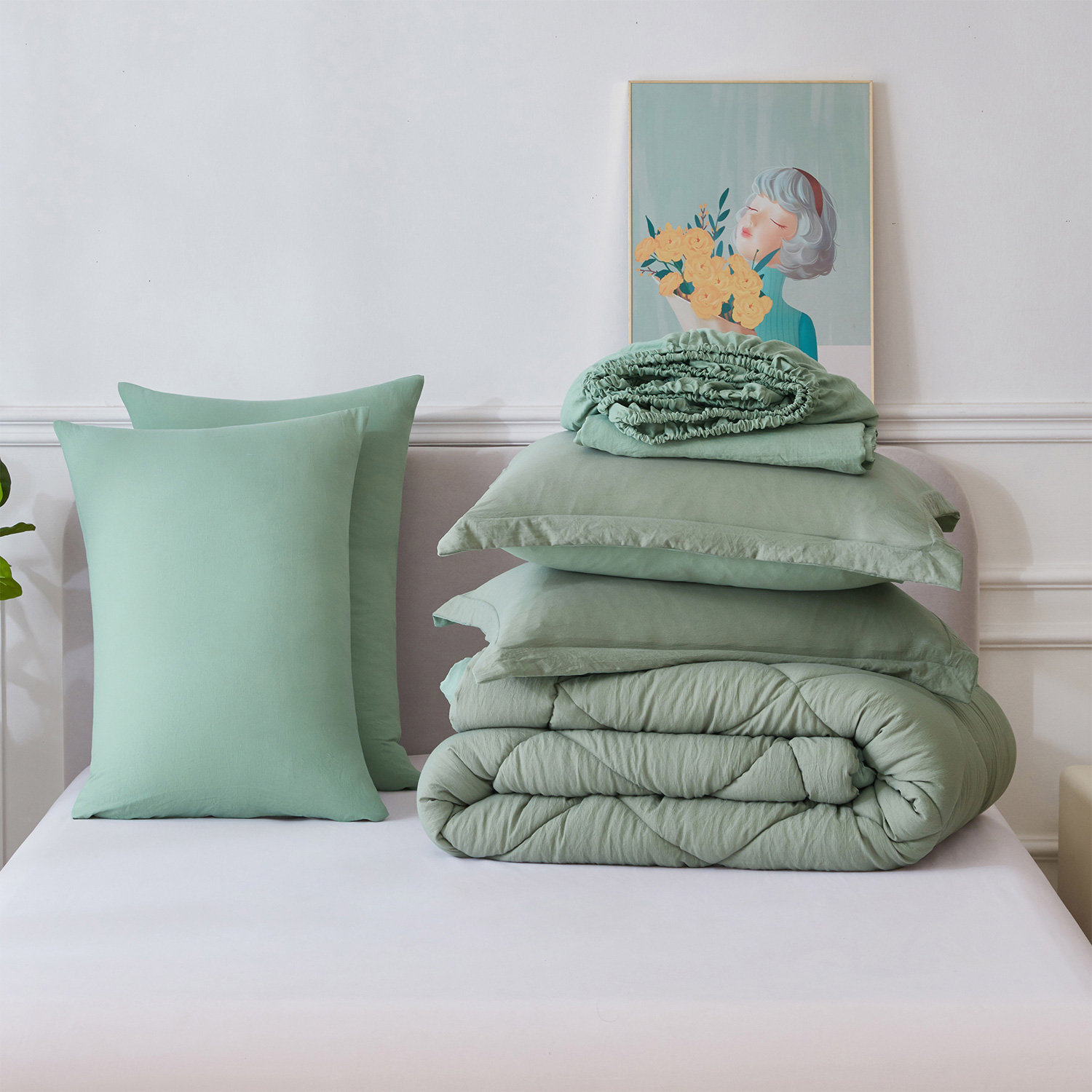 Homechoice International Group 7 Piece Washed Microfiber All Season ...