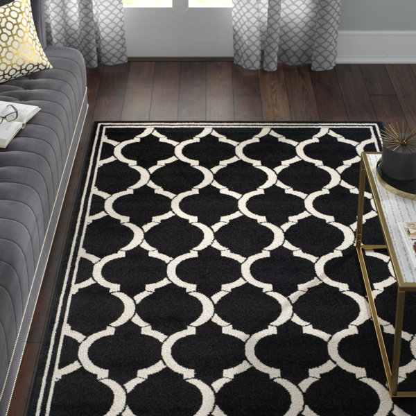 Lark Manor Ammundsen Geometric Black Area Rug & Reviews | Wayfair