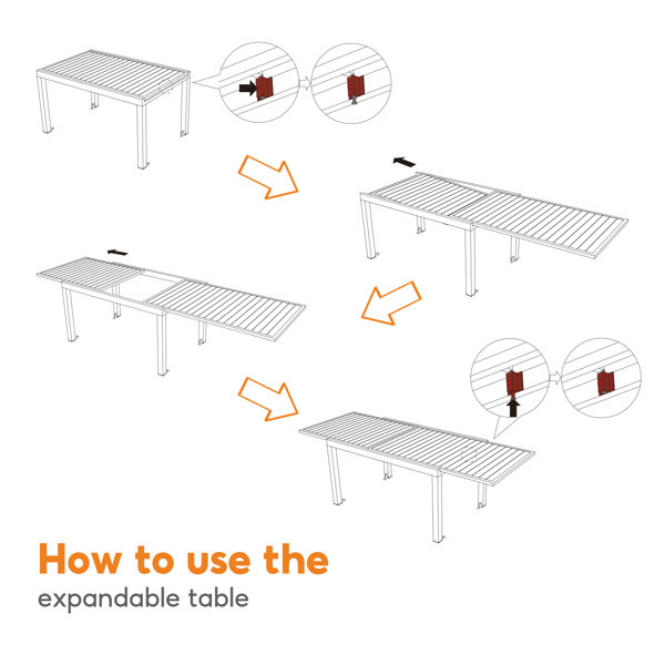 Latitude Run® Outdoor Expandable Dining Table, Extra Large 106" L X 35 ...