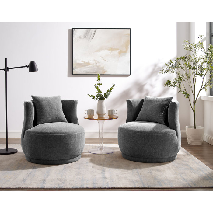 Hokku Designs Costan 31.9 Inch Wide Upholstered Swivel Accent Chair ...