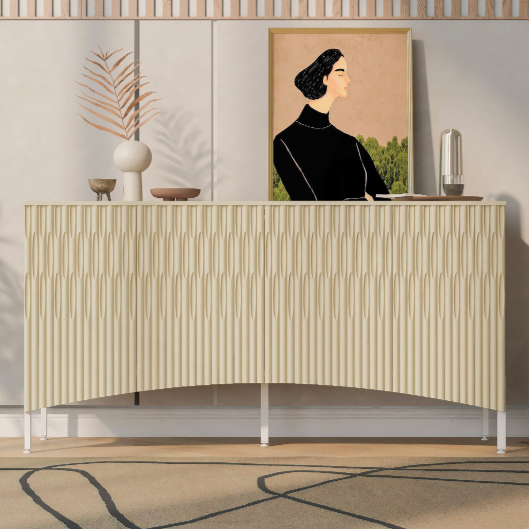 Fleur De Lis Living Elegant Sideboard Featuring Curved Bottom Doors ...