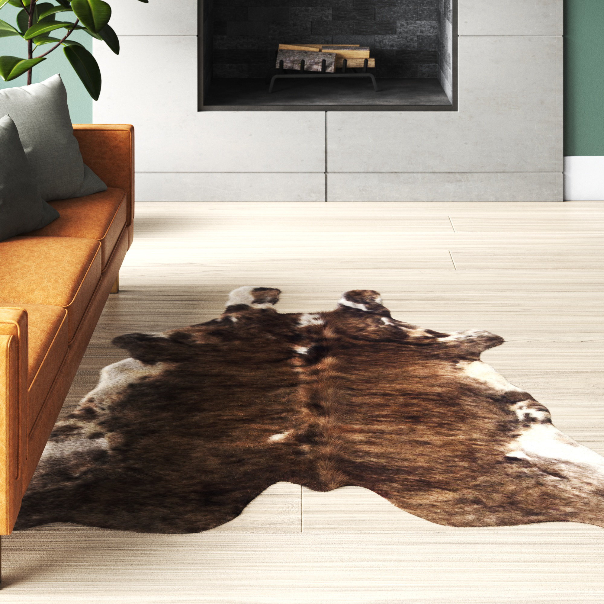 Threadbind Sutton Handmade Medium Brindle Natural Cowhide Area Rug with ...