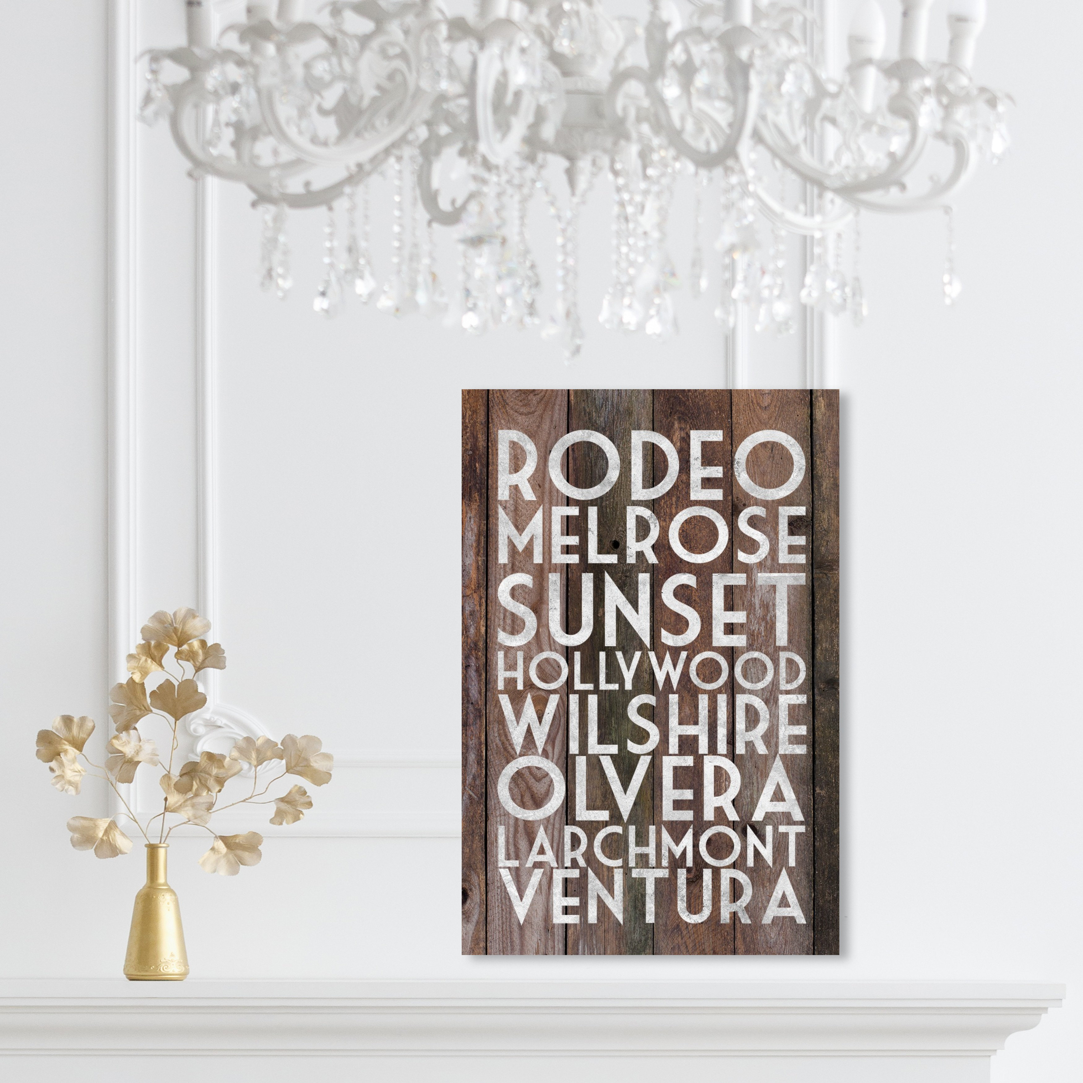 House of Hampton® 'La Big Names Wood' Textual Art on Canvas | Wayfair