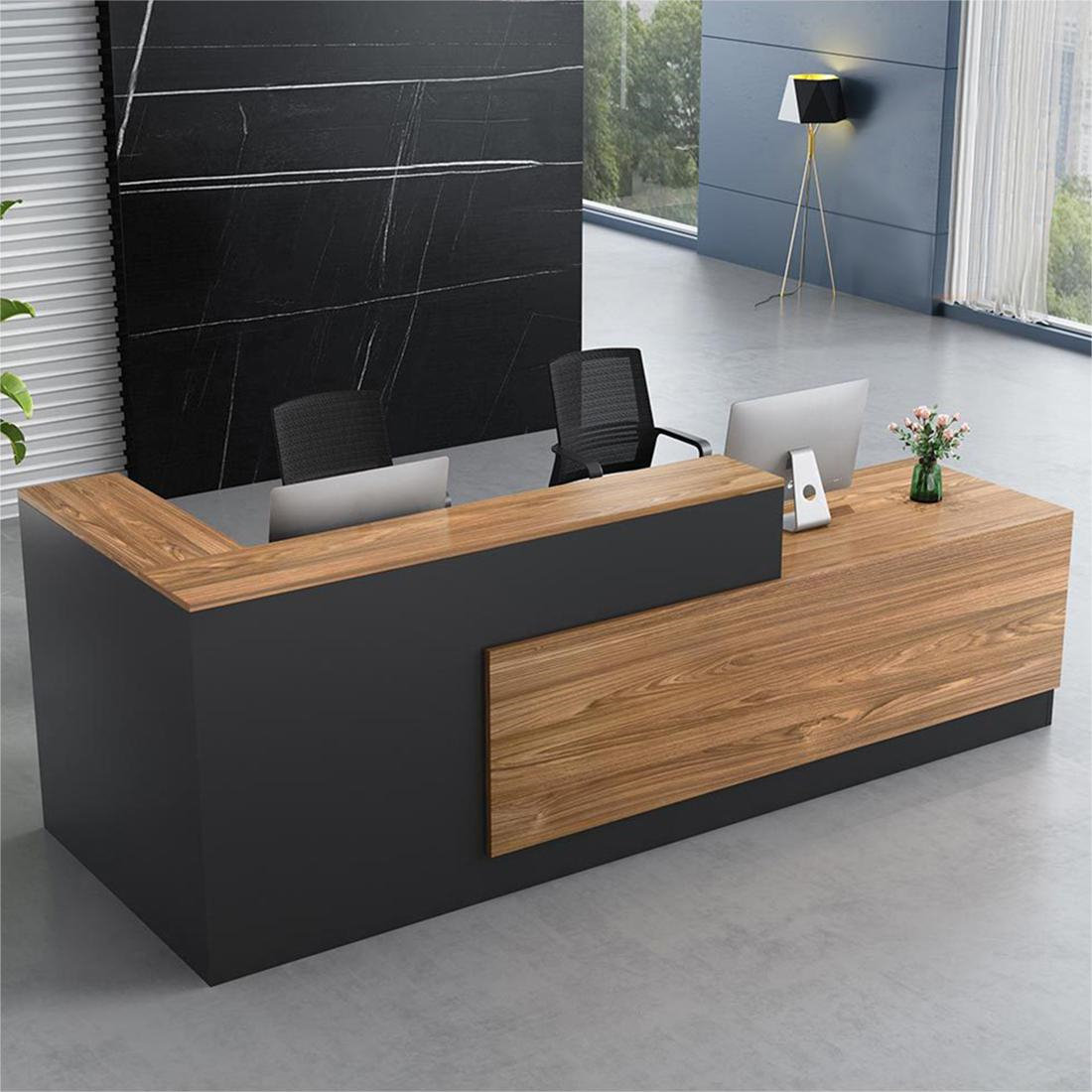 Ebern Designs Ogata L-Shaped Laminate Reception Desk with Filing ...