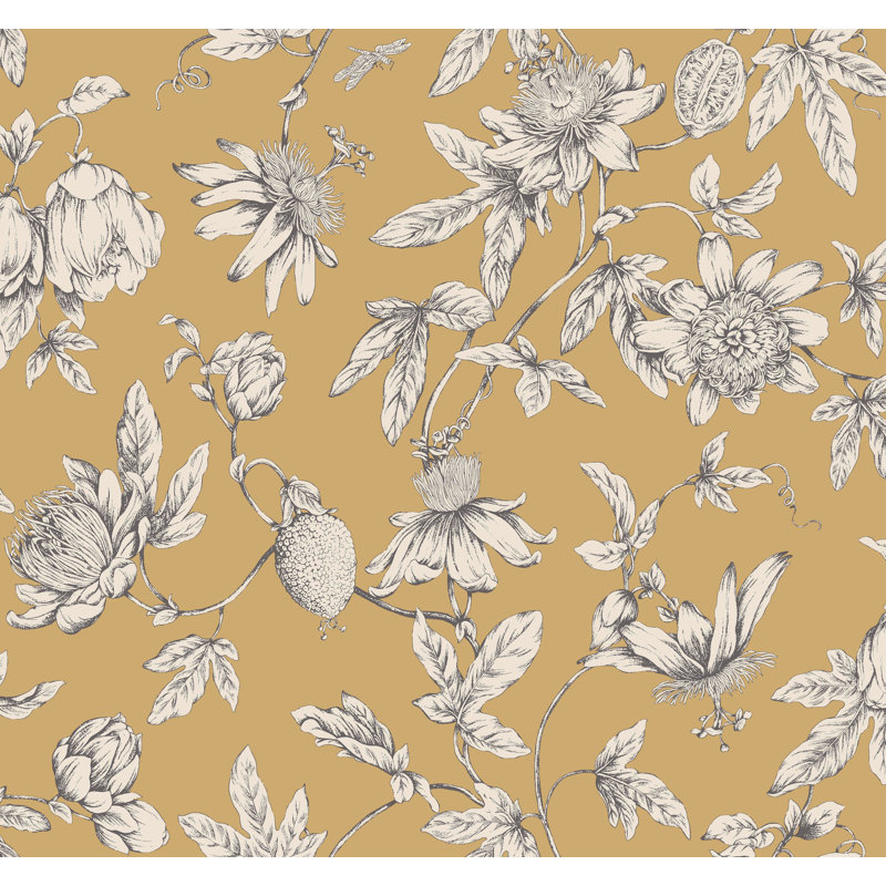 York Wallcoverings Passion Flower Toile Floral Roll & Reviews | Wayfair