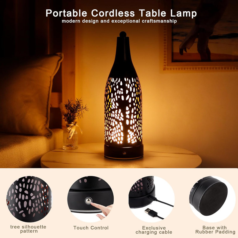 Mercer41 Cordless Outdoor Desk Lamp, Rechargeable Battery Powered Touch ...