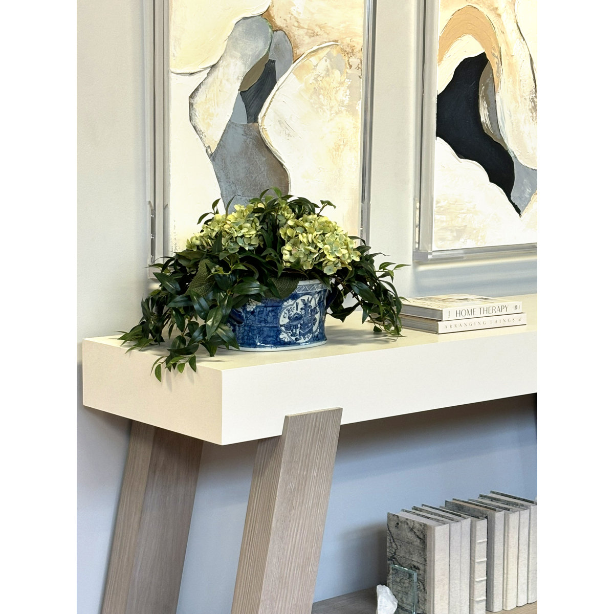 Creative Displays, Inc. Hydrangea and Ruscus Arrangement in Ceramic Pot ...