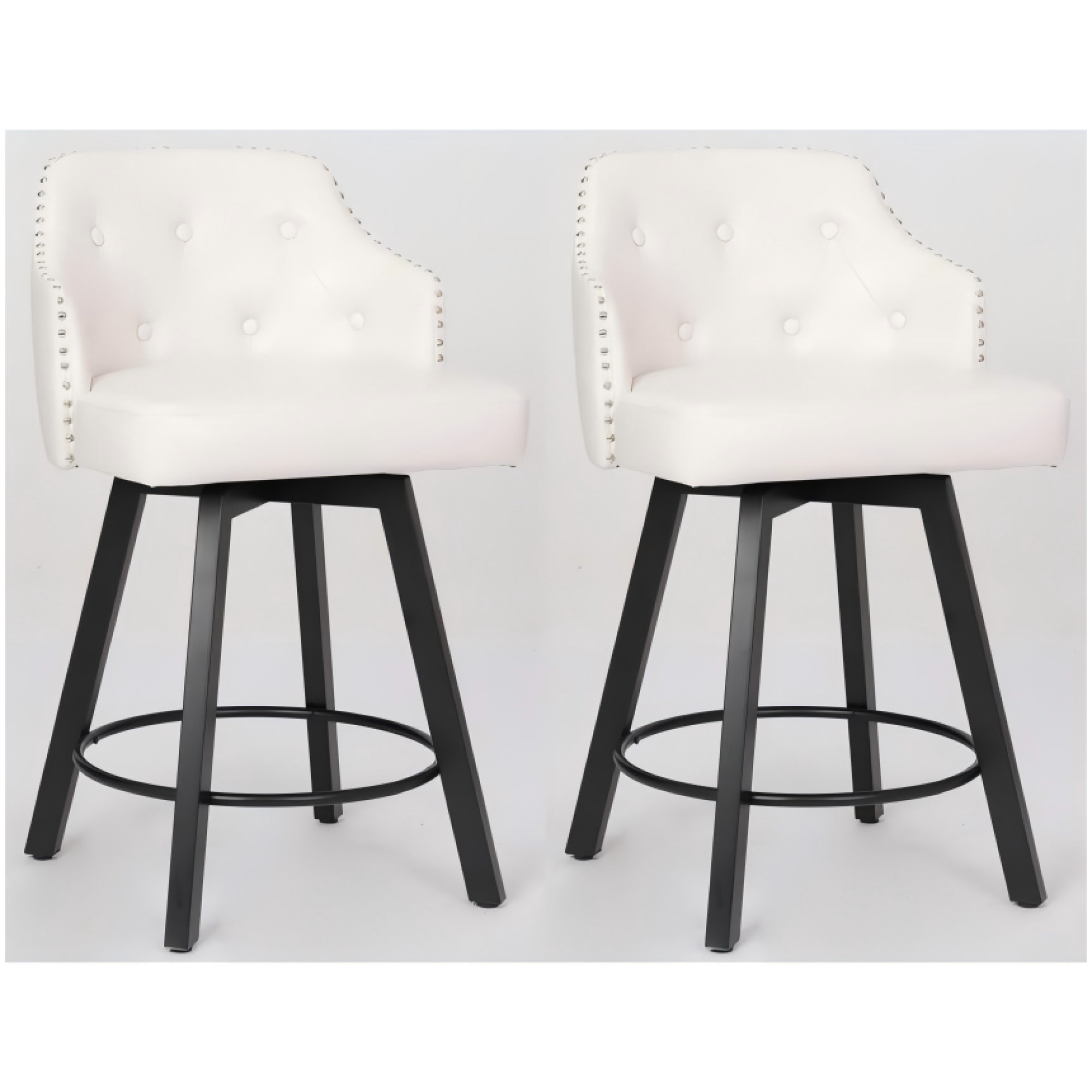 Corrigan Studio® Elegant White Counter Height Bar Stools Set Of 2 With ...