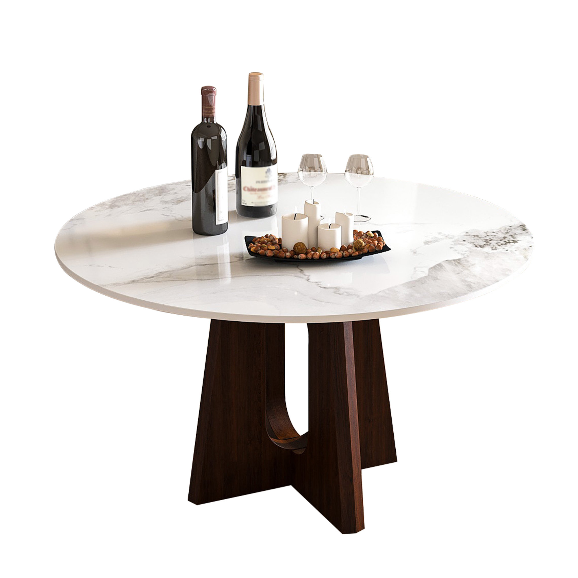 Hokku Designs Modern Marble Dining Table, Sintered Stone Round Dining ...