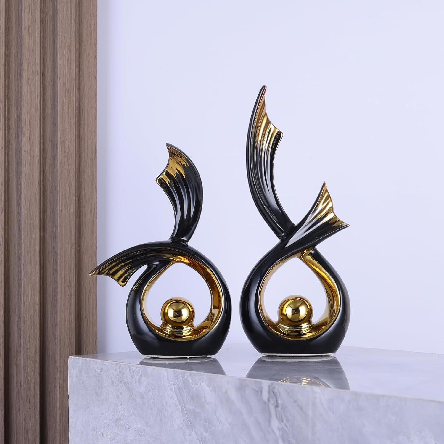 Ivy Bronx Ceramic Abstract Sculpture Statue, Mid Century Modern Accent ...