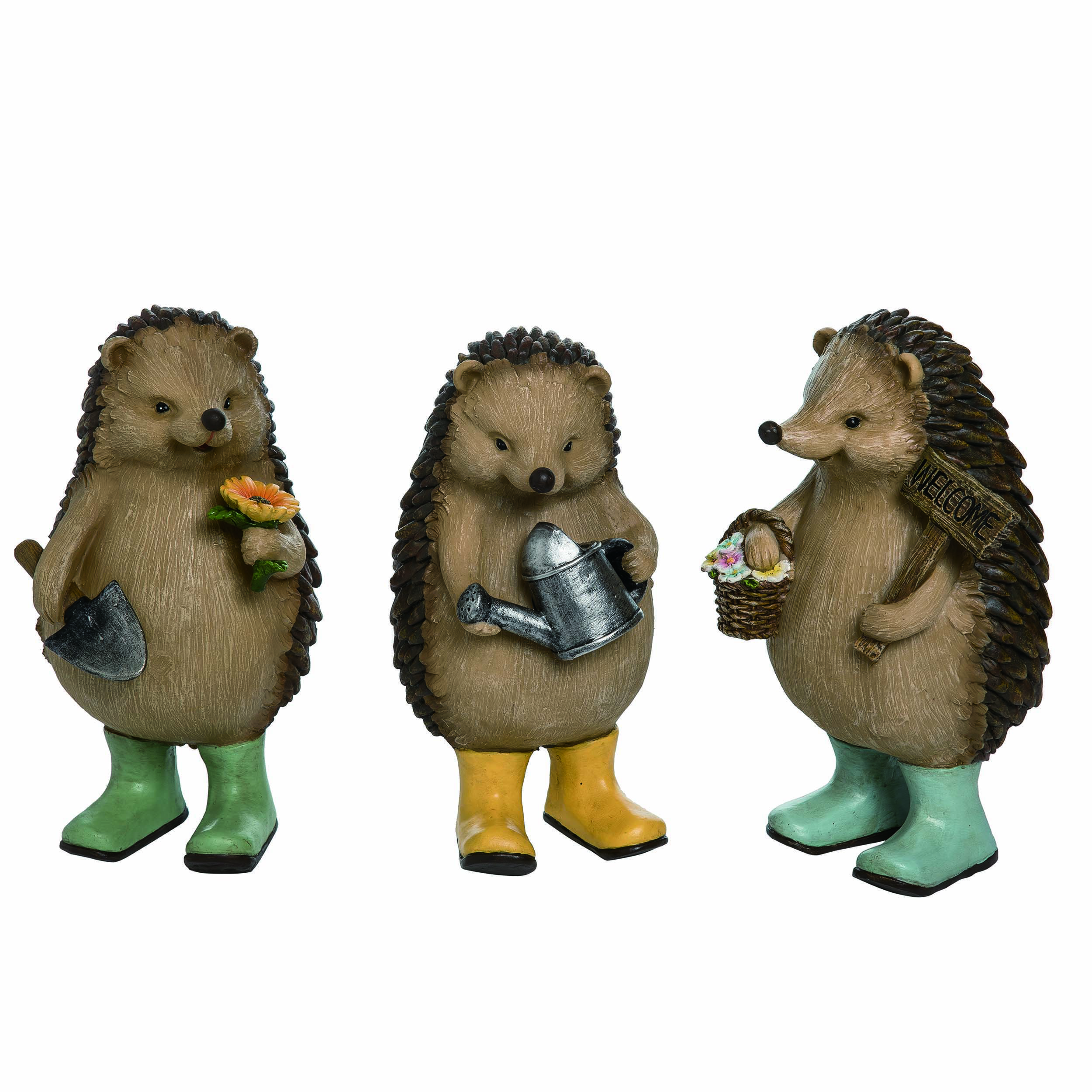 Trinx Resin Hedgehog w/Boots Figurine Set of 3 Spring Home Decorations ...