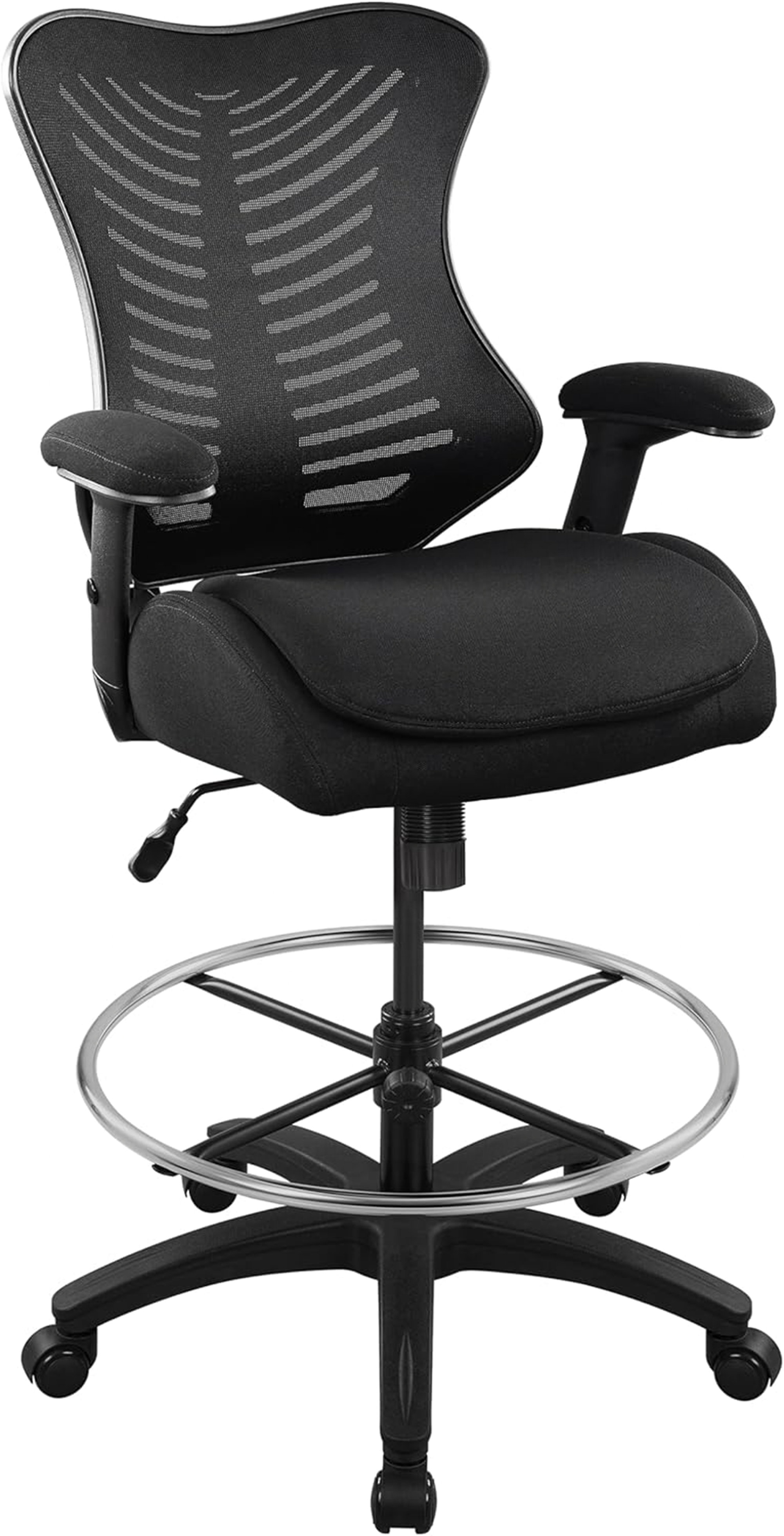 Orren Ellis Black Mesh Drafting Chair - Tall Office/Computer Chair For ...