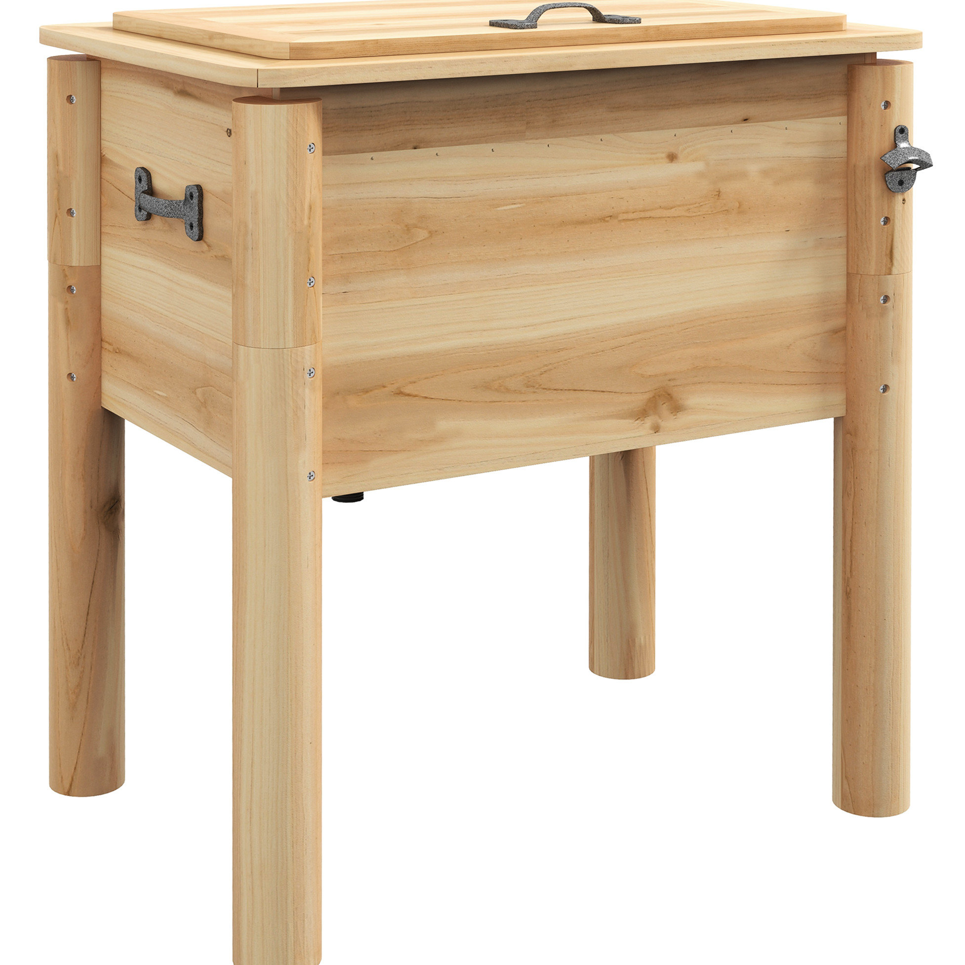 Ophelia & Co. Wooden Patio Cooler Outdoor Beverage With Thick Legs ...
