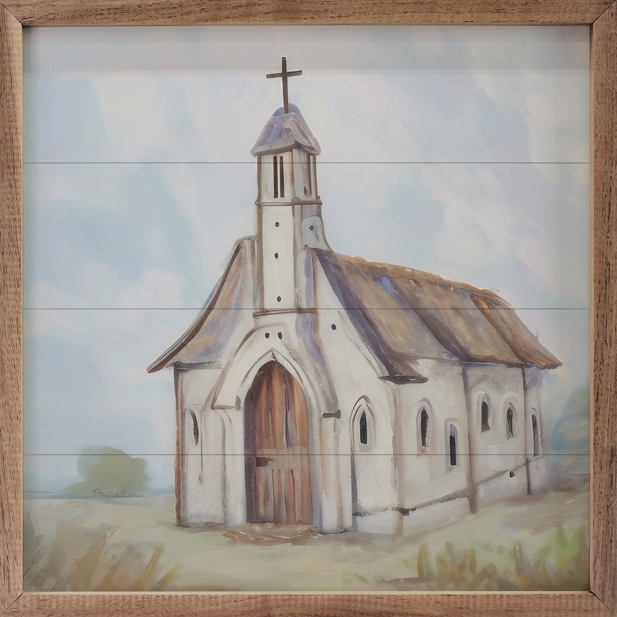 August Grove® Old White Country Church Brown Door | Wayfair