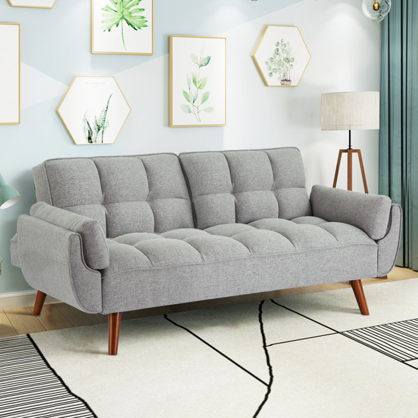 George Oliver Kamaren Full 75.39" Futons Upholstered Convertible Sofa ...