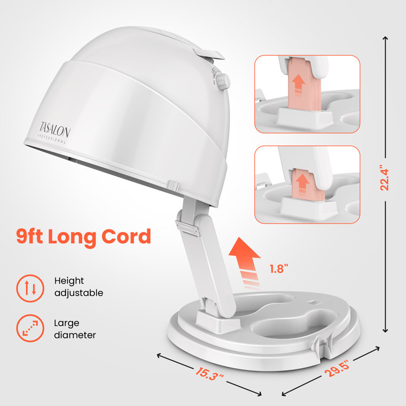 Orren Ellis 1875W Tabletop Ionic Hooded Hair Dryer with Storage Space ...