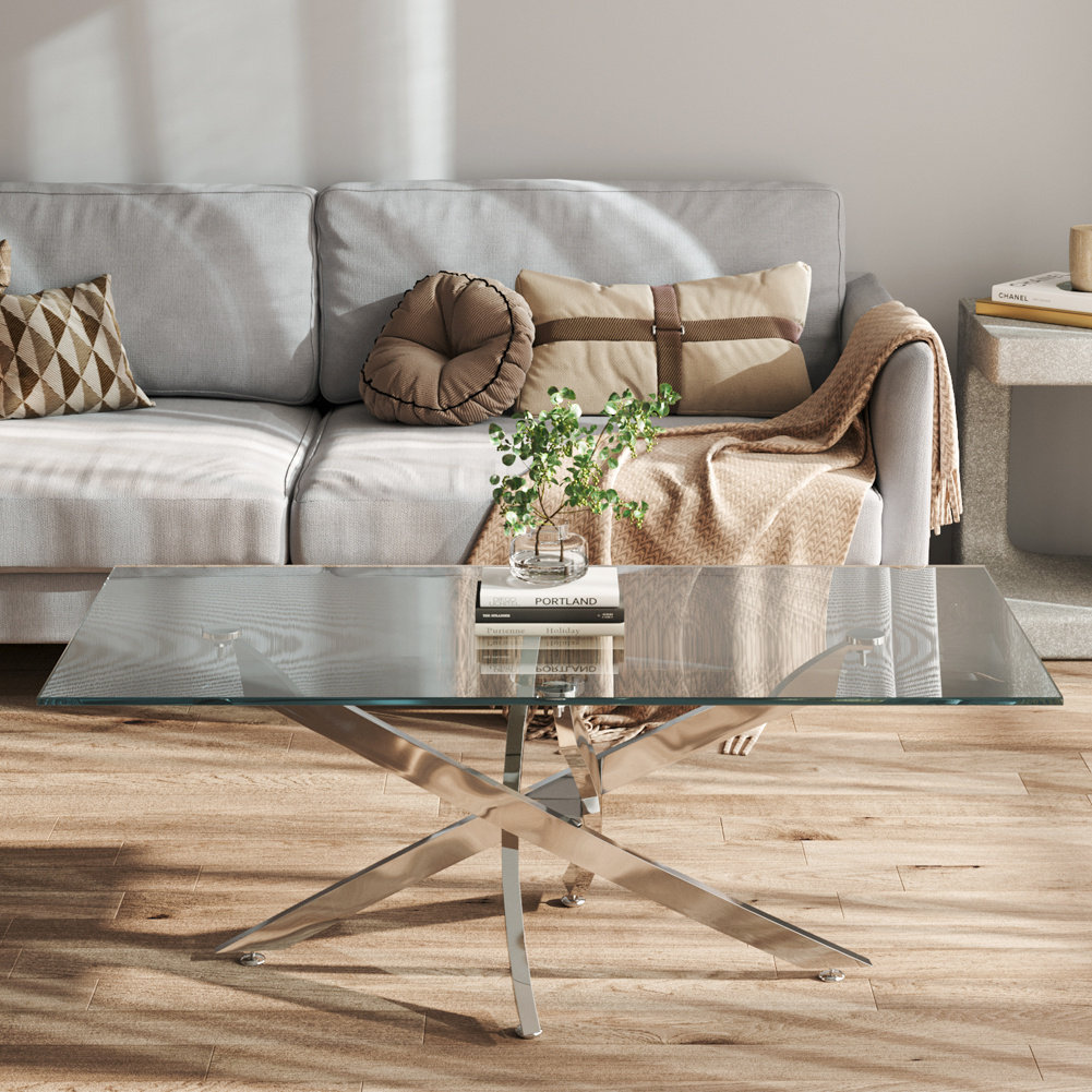 Metro Lane 120Cm Wide Clear Glass Top Coffee Table & Reviews | Wayfair ...