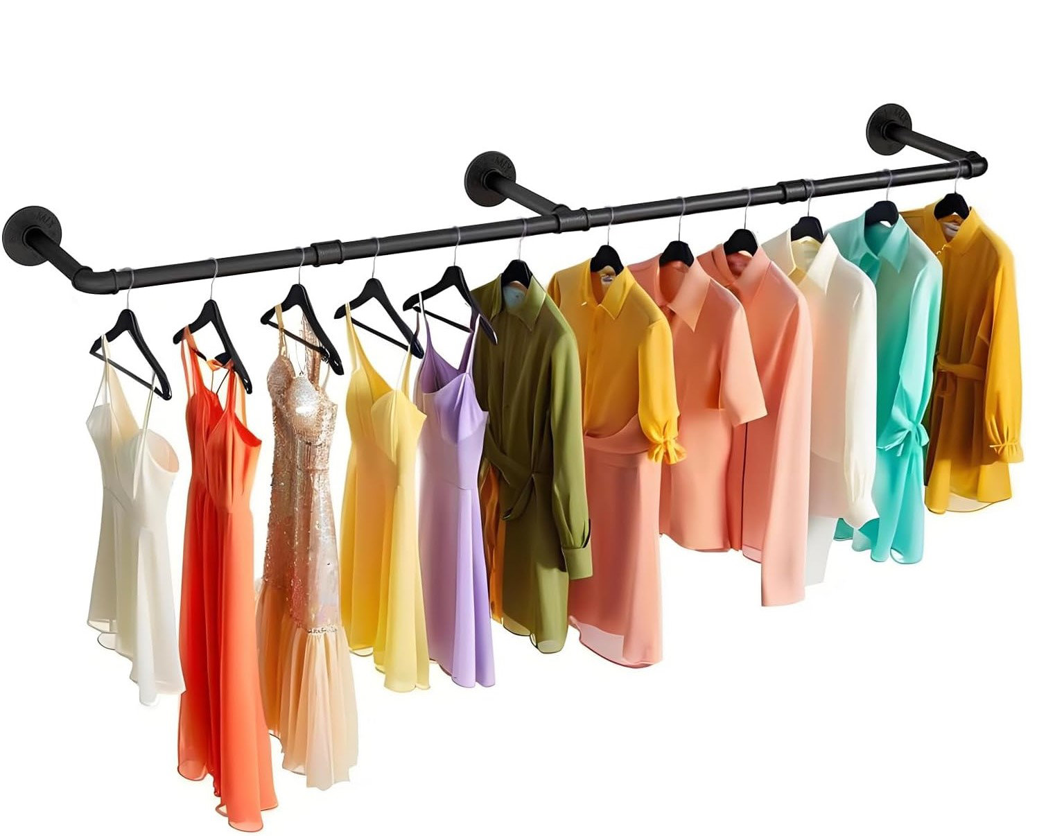 Trent Austin Design Industrial Pipe Clothes Rack 60in, Wall Mount ...