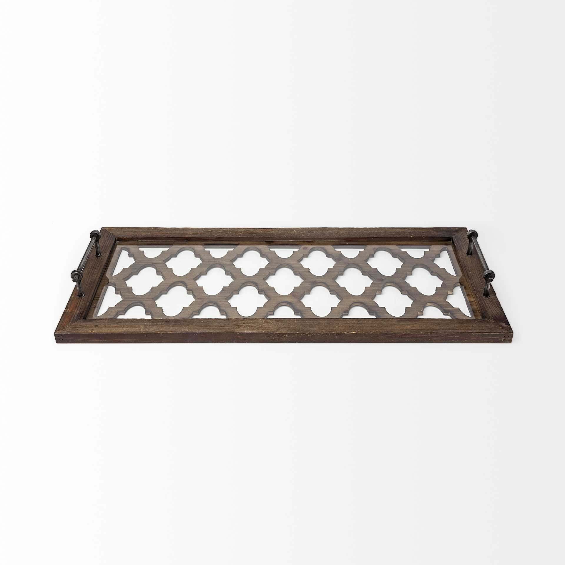 HomeRoots 35" Silver Wood Indoor Outdoor Tray With Handles | Wayfair