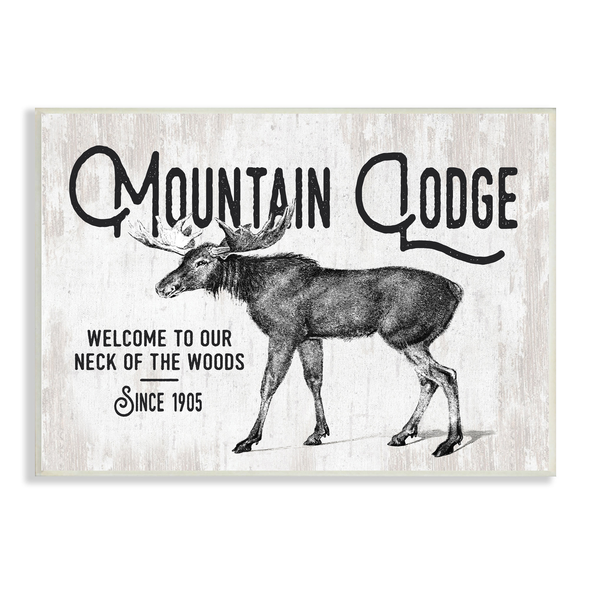 Stupell Industries Rustic Mountain Lodge Vintage Moose Cabin Sign Wall ...