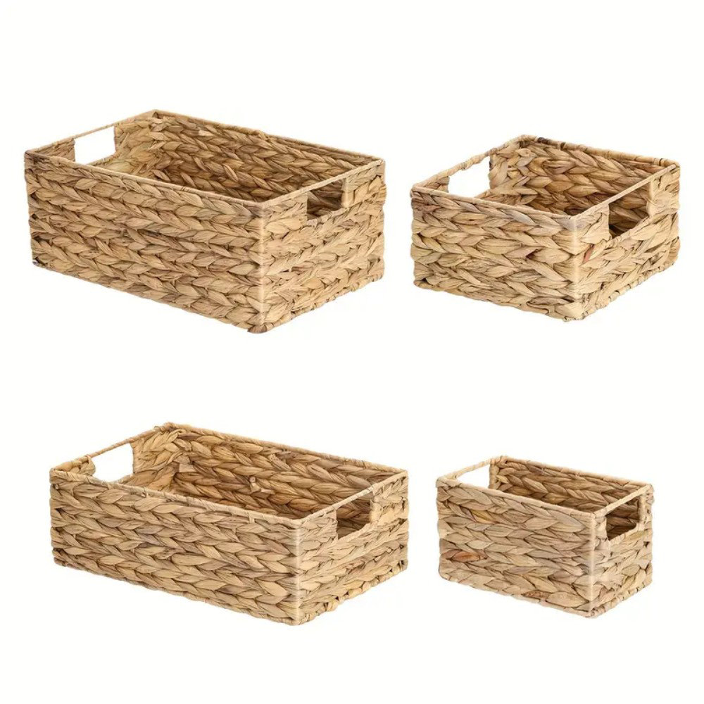 Rosecliff Heights Wicker Storage Baskets Set Of 4, Water Hyacinth ...