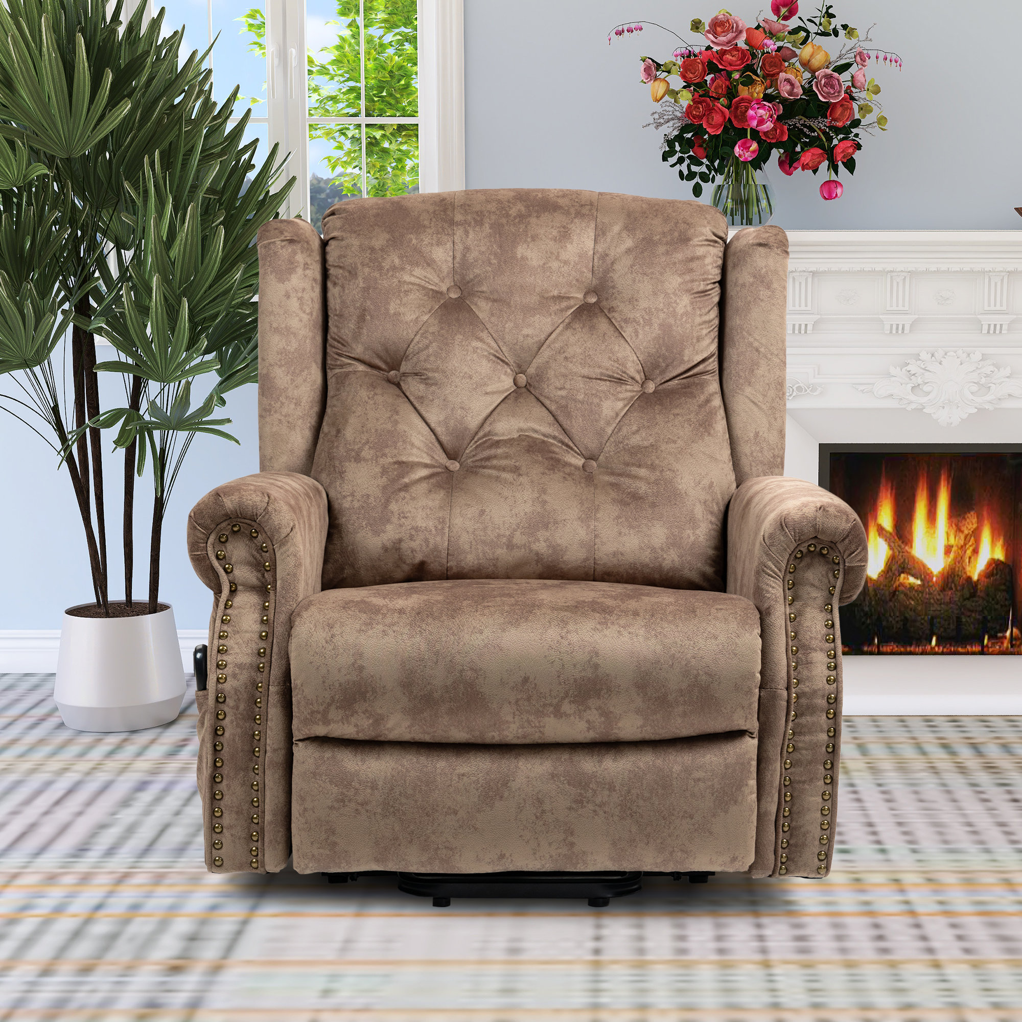 House of Hampton® Tabitha Premium 38.00" Wing Back Velvet Recliner with ...