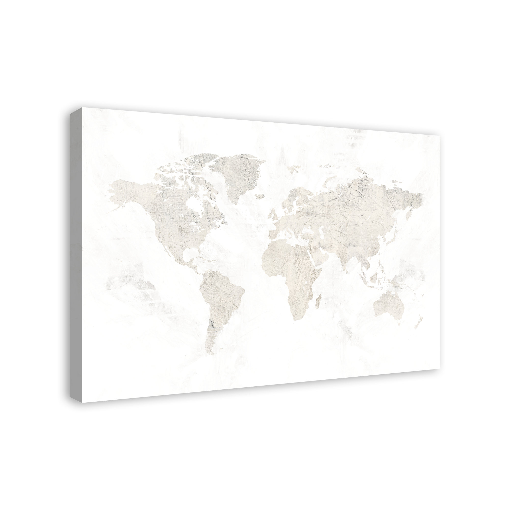 17 Stories Cream Map Print On Canvas | Wayfair