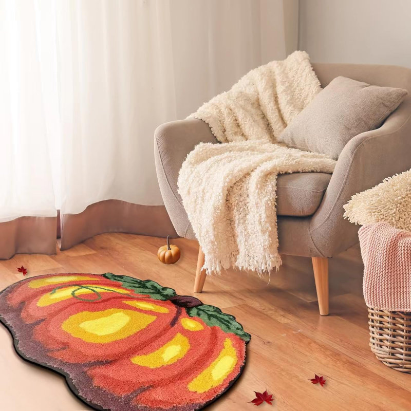 Rosalind Wheeler Fall Bathroom Rugs,Pumpkin Rug | Wayfair