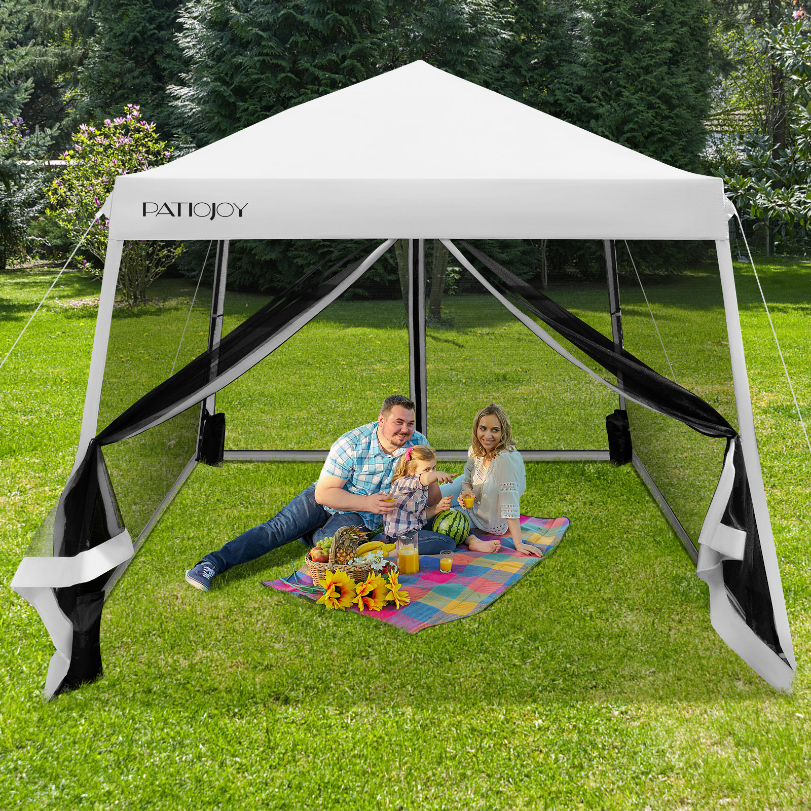 Costway 10x10ft Patio Outdoor Instant Pop-up Canopy Slant Leg Mesh Tent ...