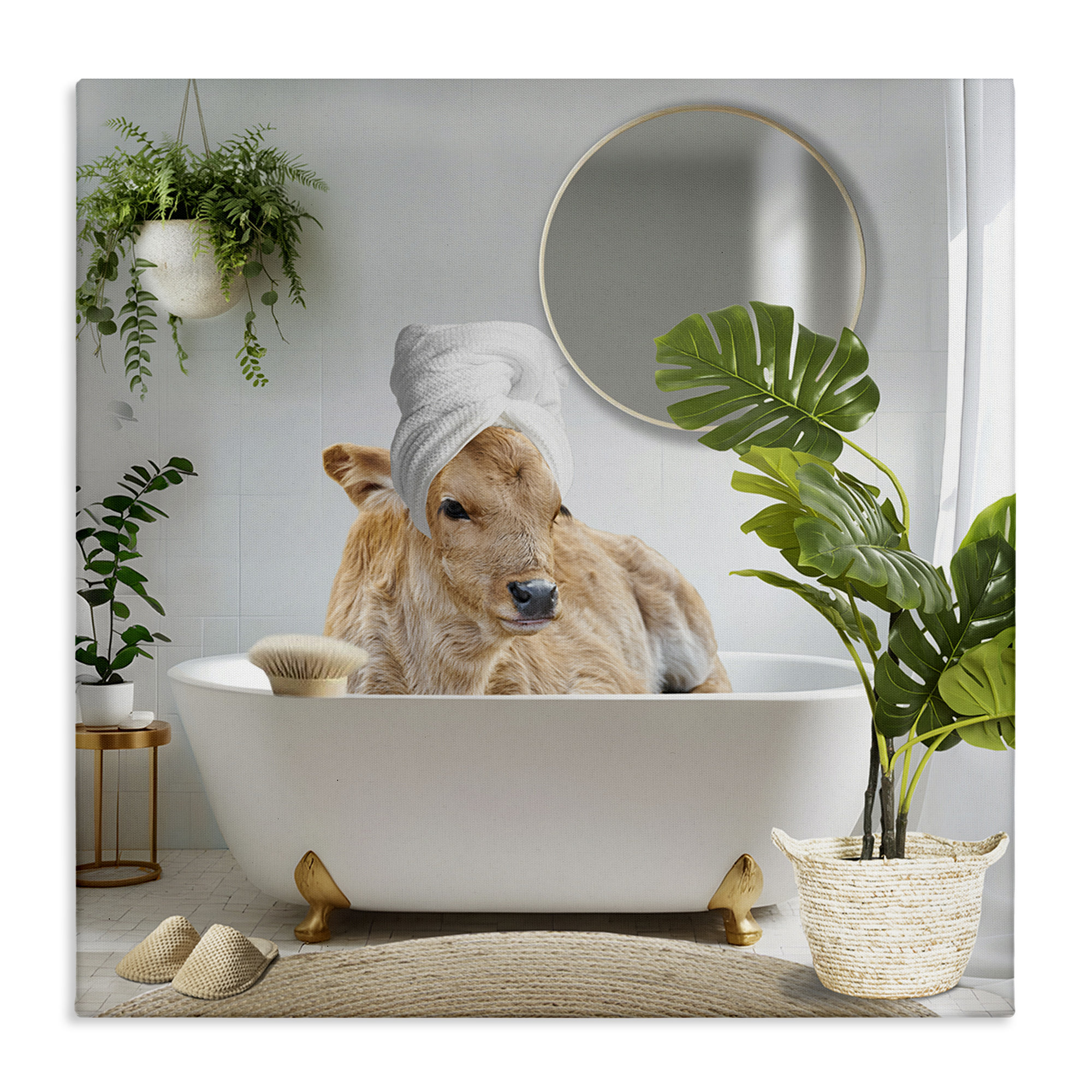 Dakota Fields Pampered Cow in Bath Canvas, design by CAD Designs ...
