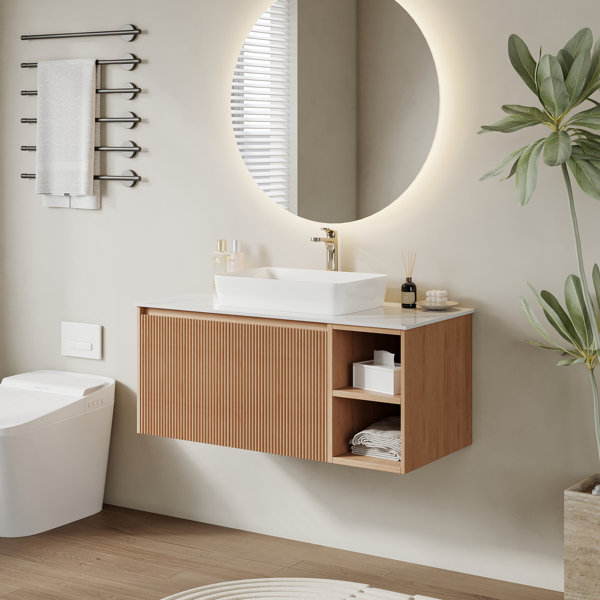 Ebern Designs Antonanzas 35.83'' Single Bathroom Vanity with Glossy ...